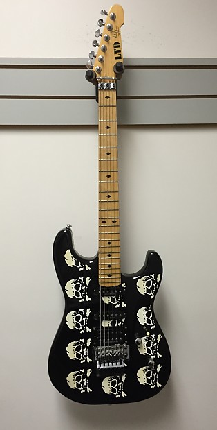 ESP LTD Michael Wilton Black w/White Skulls | Reverb