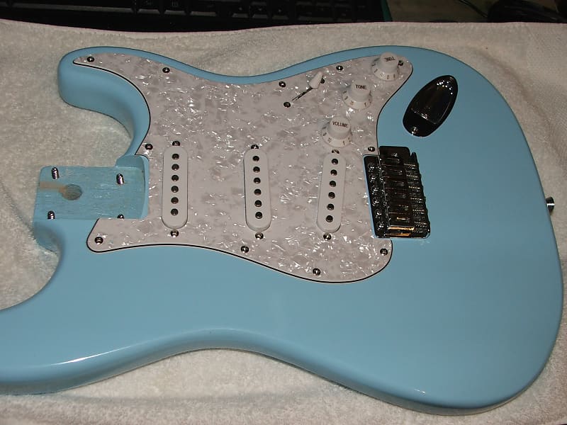Baby Blue Loaded Strat Style Body....Big Block Trem | Reverb