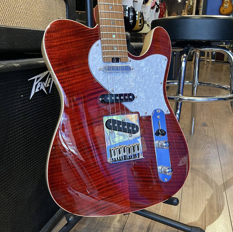 Aria 615 MK2 RBRD Nashville Tele - Ruby Red Flame | Reverb