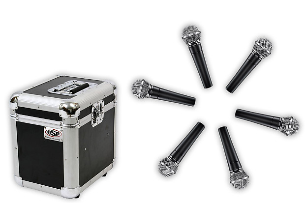 Shure SM58 6 Pack Bundle + OSP ATA Microphone Case + 15' | Reverb