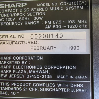 Sharp OPTONICA CD-U10 Stereo-CD/Dual Cassette/Amp/Tuner-AS | Reverb