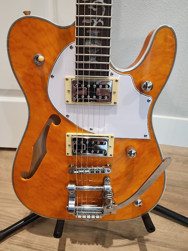 Zuwei Thinline TL Orange Electric 2020s - Gloss body, Satin | Reverb