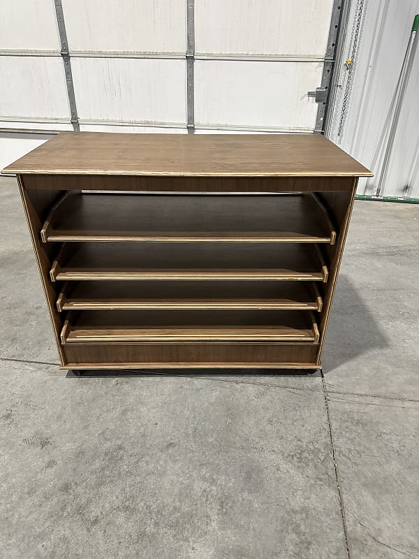 Custom Walnut Stained Rolling Synth Cabinet with trays | Reverb