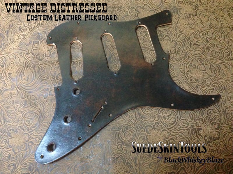 Custom Tooled Leather Alt. Distressed Brown Pickguard ft | Reverb
