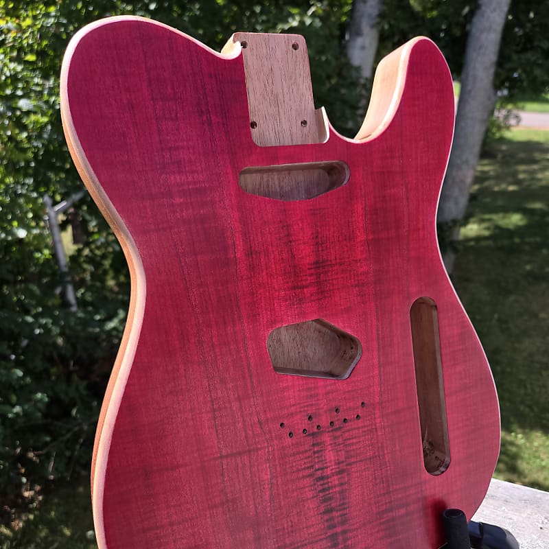Flamed Maple on Mahogany Telecaster Body - Red Satin | Reverb Canada