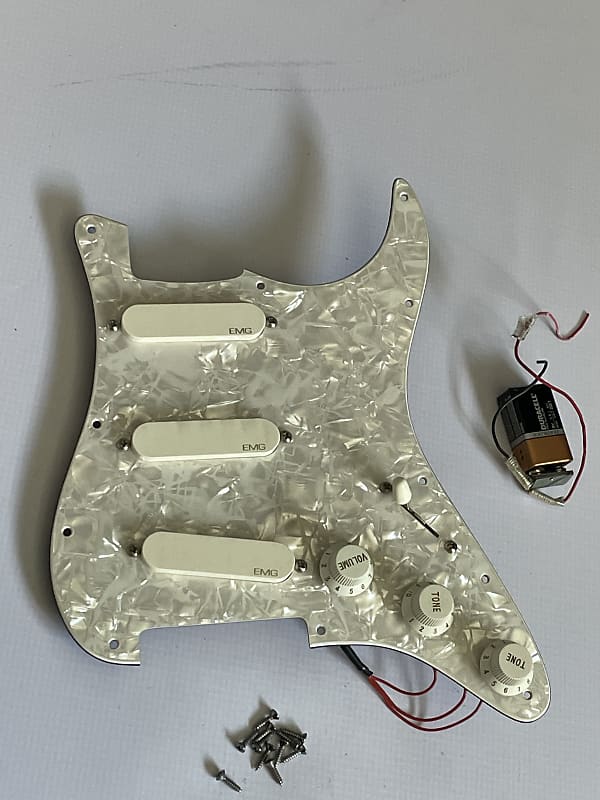 EMG Pickups White Pearloid Stratocaster Loaded 2 Ply | Reverb Canada