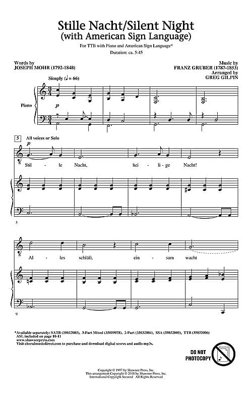 Stille Nacht Silent Night With American Sign Language Ttb | Reverb