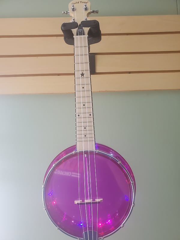Gold Tone Little gem(Amethyst)See through Banjo Uke with LED | Reverb