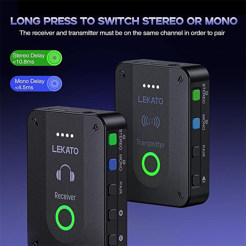 LEKATO Wireless in Ear Monitor System, 2.4G Stereo IEM System | Reverb