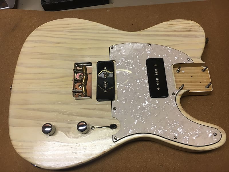 Telecaster style P90 body White wash/clear poly | Reverb