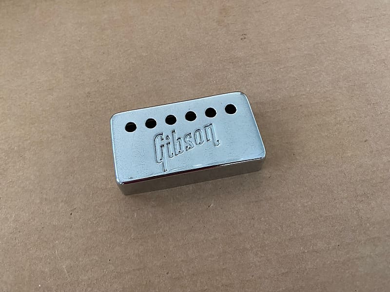 Gibson Vintage 1971 Chrome Embossed Logo Pickup Cover Les | Reverb