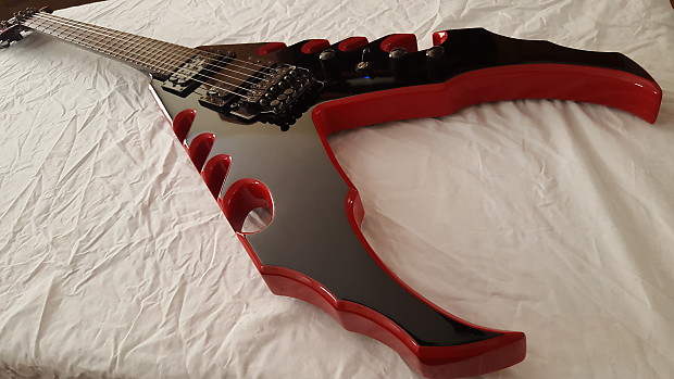 Neal Mosser Bastard V 1990's Black Red Electric Guitar | Reverb