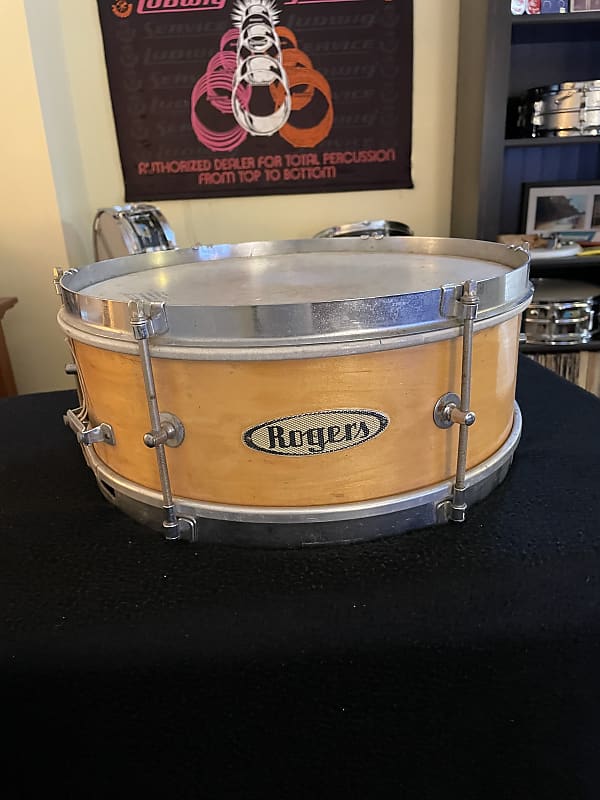 Rogers Vintage Single Flange 5x14 Wooden Snare Drum | Reverb