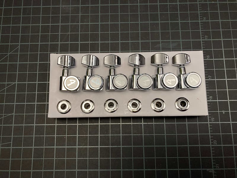 Fender Locking Tuners 6-InLine 2-pin Strat/Tele F Logo | Reverb