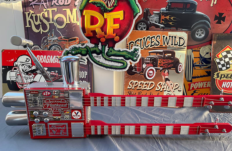 Hot Rod-Inspired Double-neck Cigar Box Guitar 2024 - Custom | Reverb