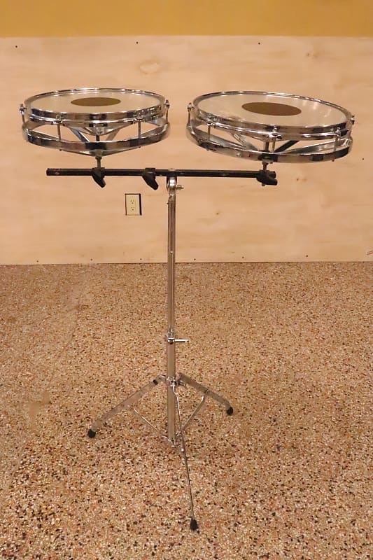 Remo All Chrome RotoTom Drums 12 & 14" With Stand Vintage | Reverb