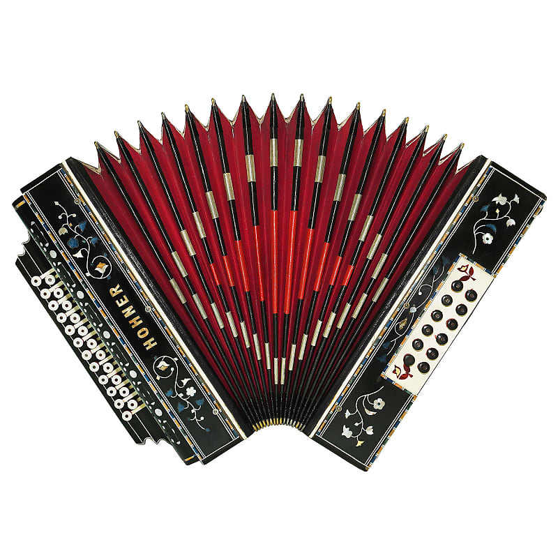 Hohner Antique Decorated Vintage Button Accordion Garmon | Reverb