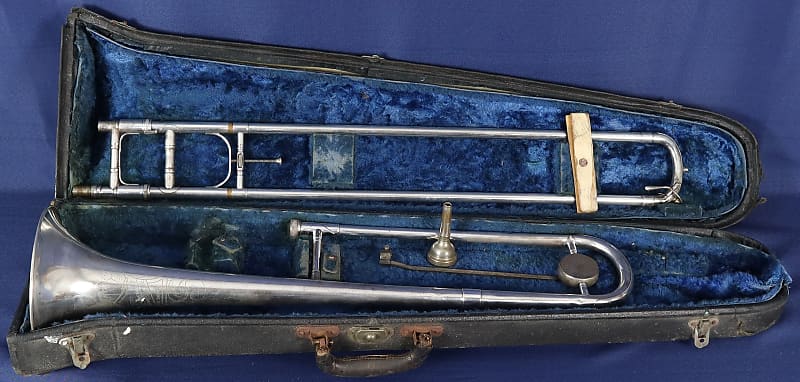 1929 Conn 38H Silver Trombone w/ Mouthpiece & OHSC Completely | Reverb