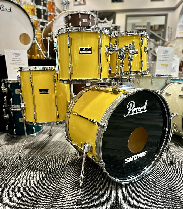 Pearl Export Early 1990s - Yellow Flash 4-Piece Kit | Reverb
