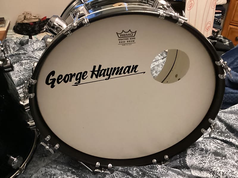 Hayman Vibrasonic 1970’s 4 pc Gloss Black Drum Set | Reverb