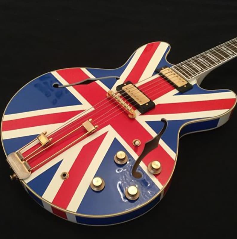 Epiphone Sheraton Oasis Union Jack custom refinished guitar | Reverb