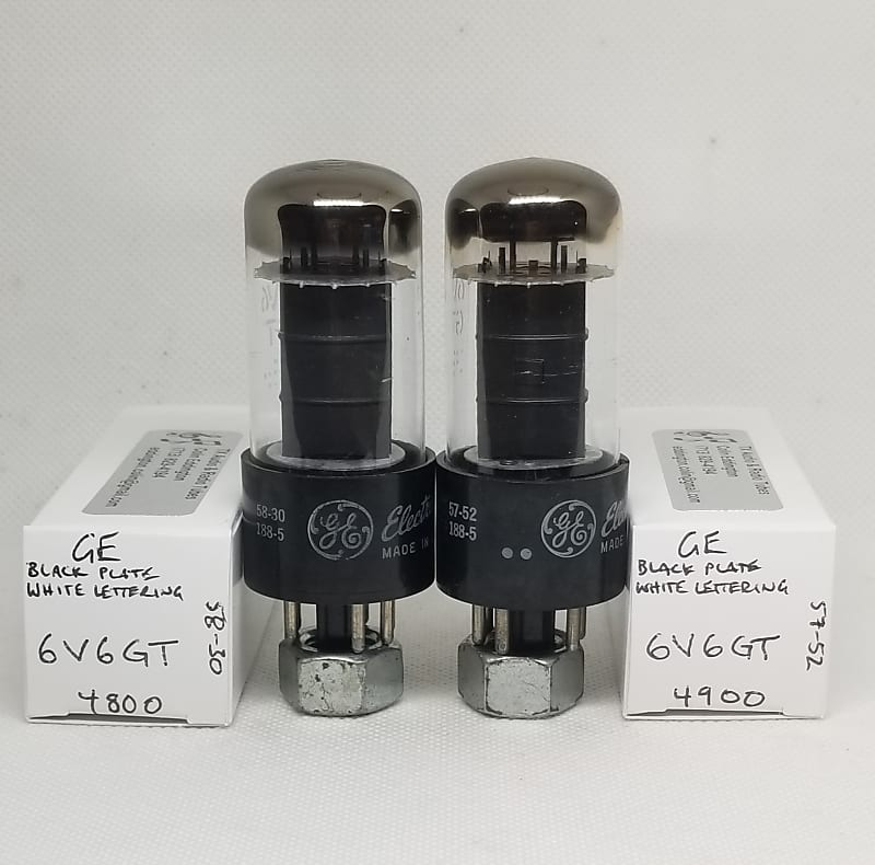 GE 6V6GT Clear Glass Black Plate Well Matched (2.0%) Pair NOS | Reverb