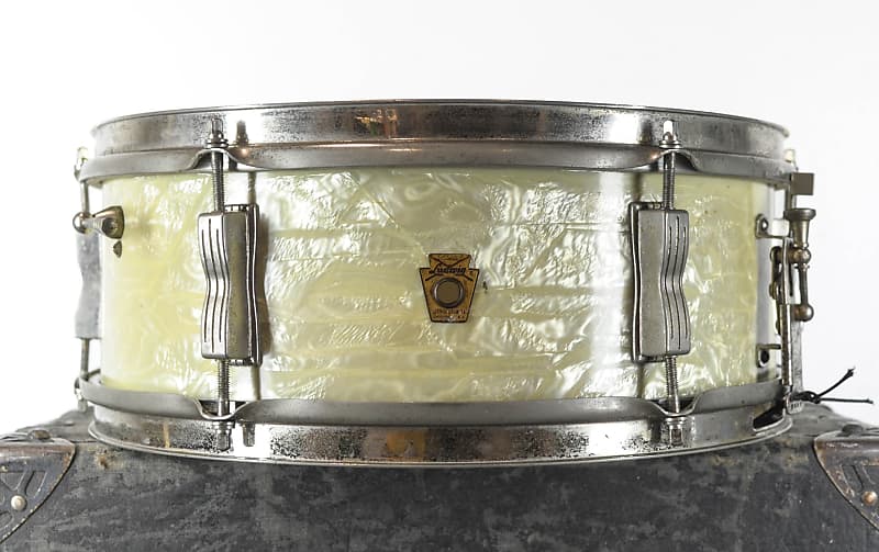 1965 Ludwig 5x14 White Marine Pearl Pioneer Snare Drum | Reverb