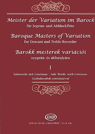 Baroque Masters of Variation for Descant and Treble Recorder | Reverb