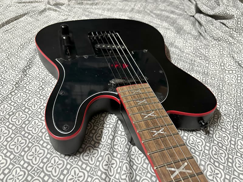 TELECASTER ON STEROIDS / Black Satin w/Red Binding w/Gig Bag | Reverb