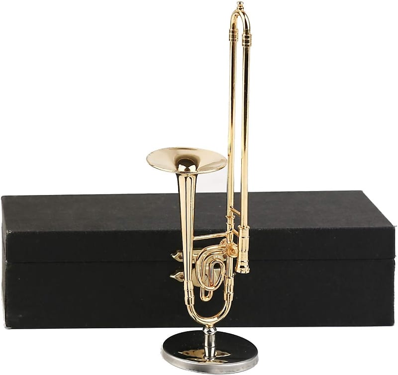 Copper Miniature Trombone with Stand and Case Mini Musical | Reverb