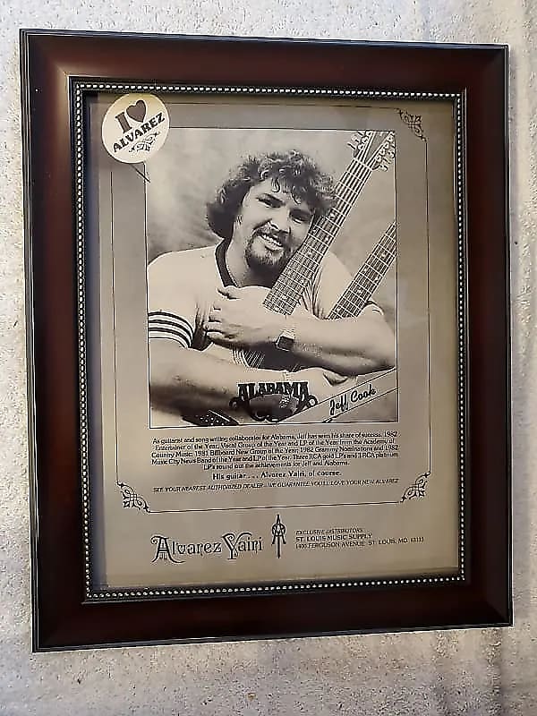 1982 Alvarez Guitars Promotional Ad Framed Jeff Cook Alabama | Reverb