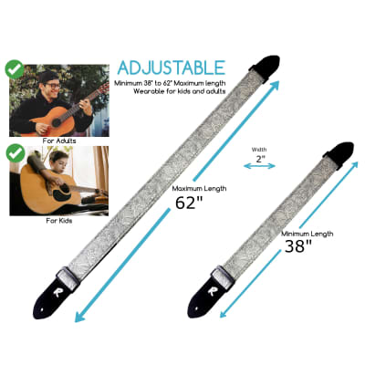 Robot Guitar Strap-Retro Blue Green Silver Robots Guitar | Reverb