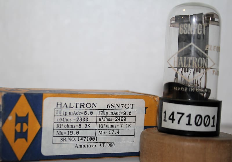 6SN7GT HALTRON Inverted Black Base Made In USA Amplitrex | Reverb