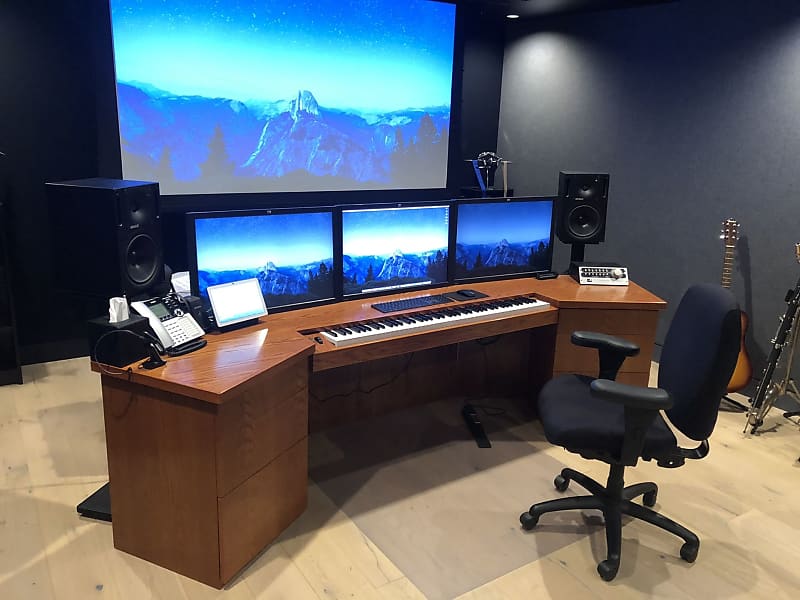 Solid Oak Studio Writing Desk w/ Built in Piano Keyboard | Reverb