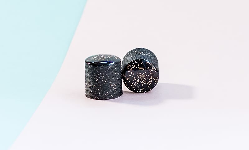 Black/Gold Sparkle Gentle Knurl Knob Duo | Reverb