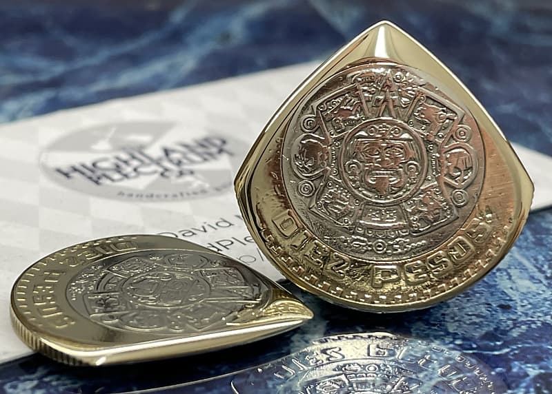 The Highland Plectrum Co. One Mexican 10 Peso Coin Plectrum. | Reverb