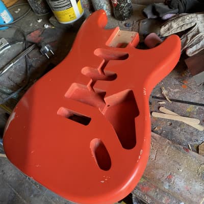 Relic Stratocaster Body, Nitro paint, Fiesta red, 100% | Reverb