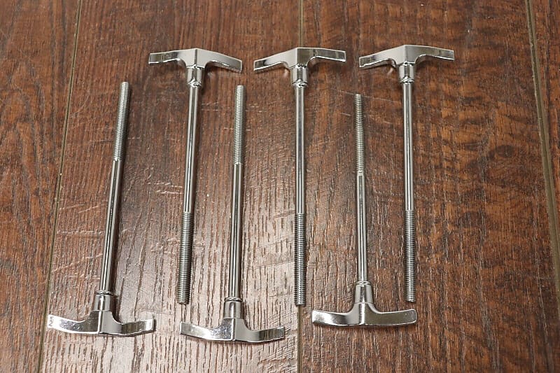 Percussion Plus 5.25" Bass Drum T Rods Chrome Vintage 6pk #2 | Reverb