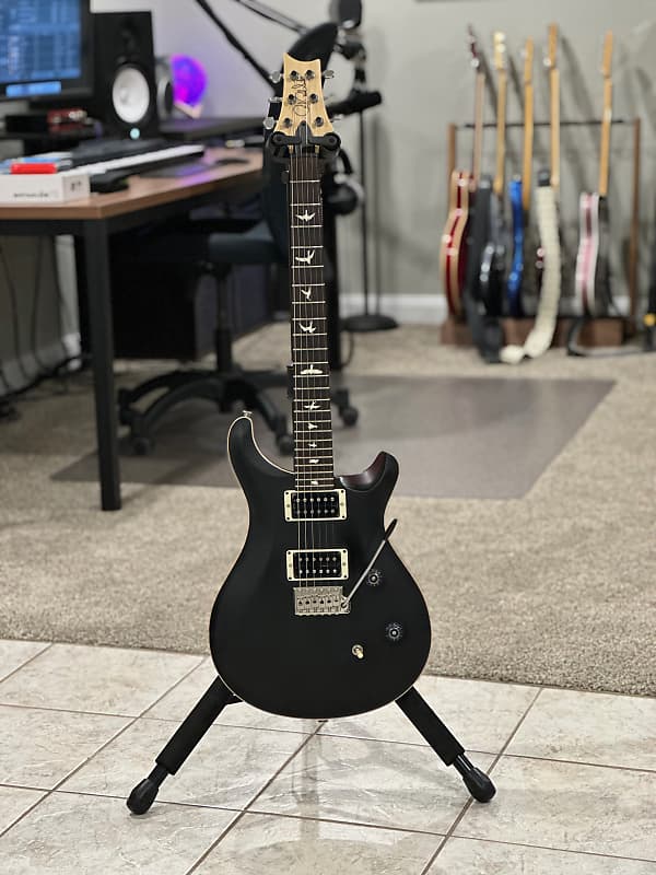 PRS CE 24 Custom Color - Satin Black w/ Stained Cherry Back | Reverb