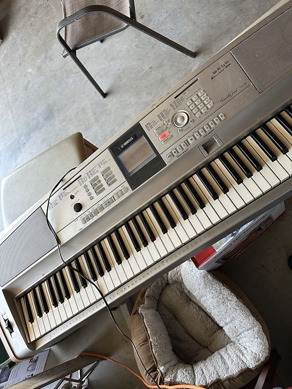 Yamaha Portable Grand DGX-505 Keyboard Silver stand and chair | Reverb