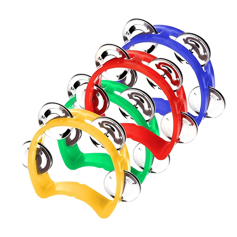 4 Pcs Percussion Tambourine Plastic Mini Half Moon Adults | Reverb UK