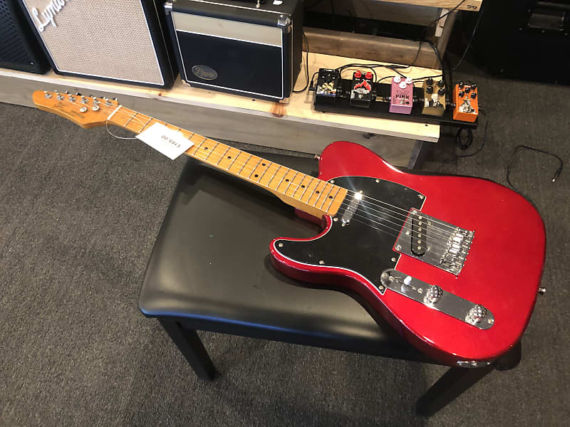 SX Vintage Series Telecaster Left Handed Electric Guitar Red | Reverb