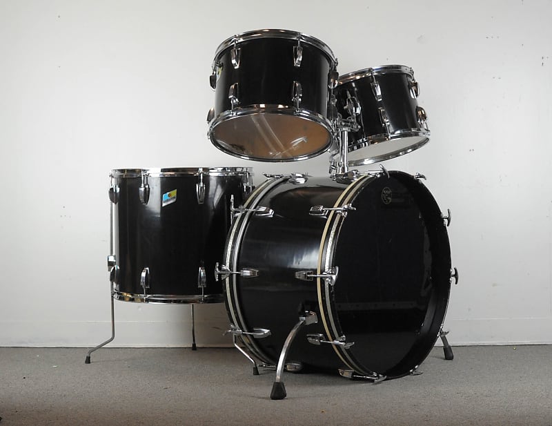 1970s Ludwig "Rock Machine" Black Cortex Drum Set | Reverb
