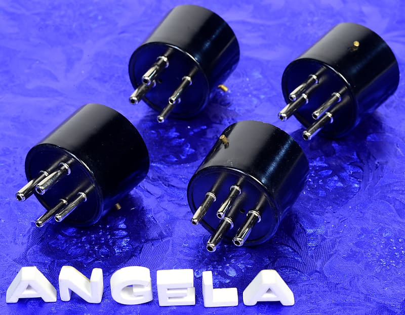 Four Pieces 4 Pin Black Phenolic & Nickel Tube Socket Bases | Reverb