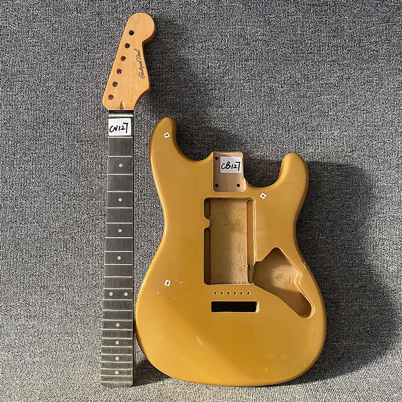 Gold Basswood Stratocaster Strat Style Guitar Body with Maple | Reverb