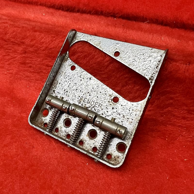 Fender Telecaster ashtray bridge tailpiece c 1960 Chrome Pat | Reverb