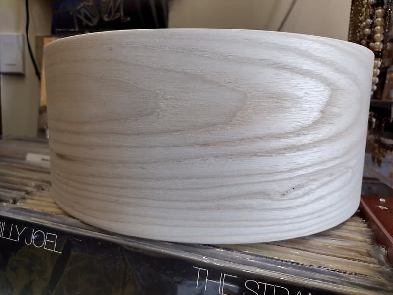 14x5.75 ash solid shell steam bent bare raw snare drum shell | Reverb
