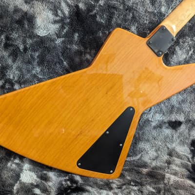 Left Handed Warmoth Explorer - Transparent Amber w/ birdseye | Reverb