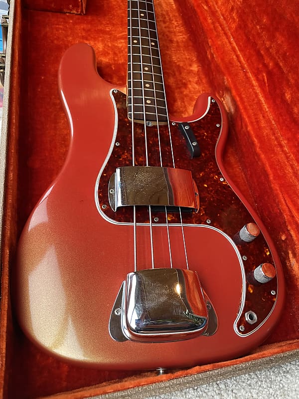 Fender Precision Bass 1963 in Red Gold Sparkle | Reverb