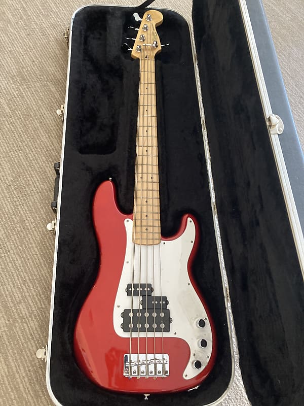 Squier VM 5 String Precision Bass 2015 - Red | Reverb